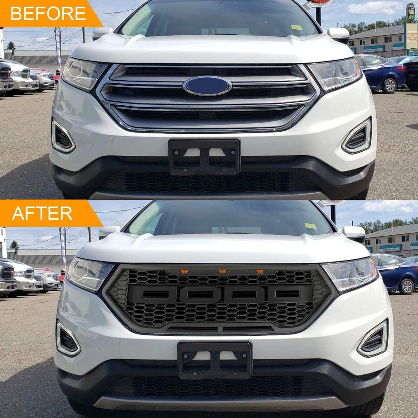 Front Bumper Grille For 2016 2017 2018 Ford Edge W/ Lights & Letters ...